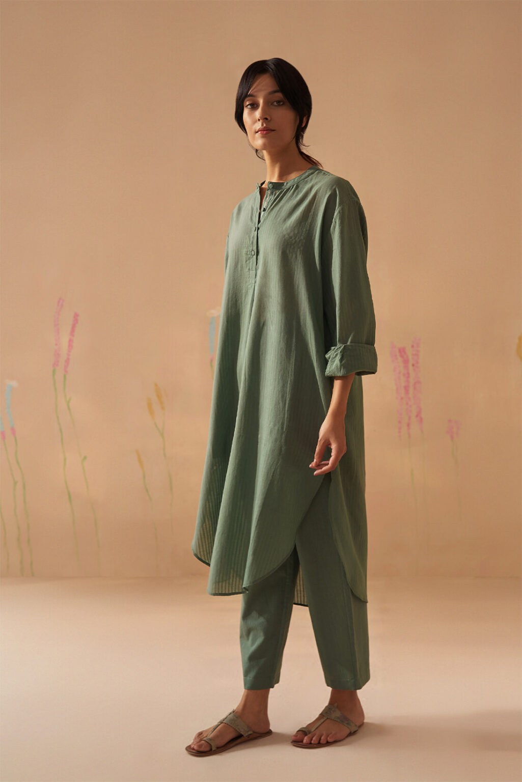 Sage Green Dhaari Kameez Set – Anavila