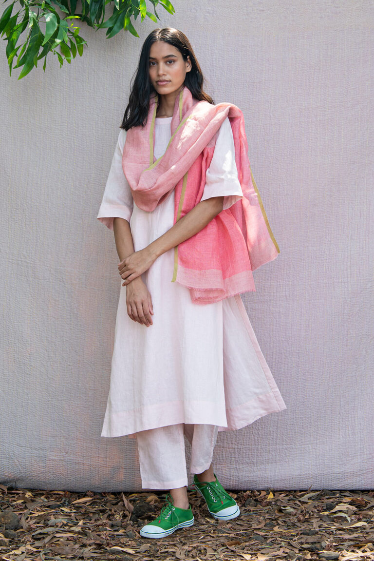 Gulab Pink Linen Dupatta – Anavila