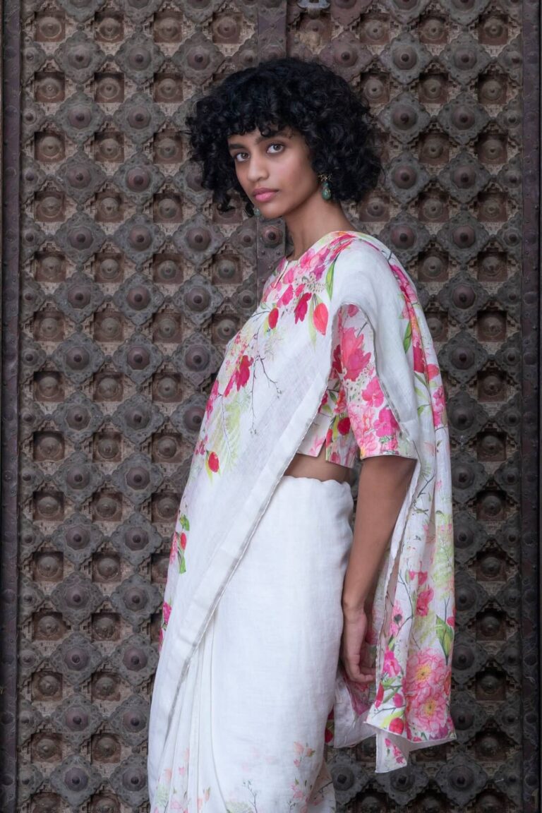 Kariya Morakasi Linen Sari – Anavila