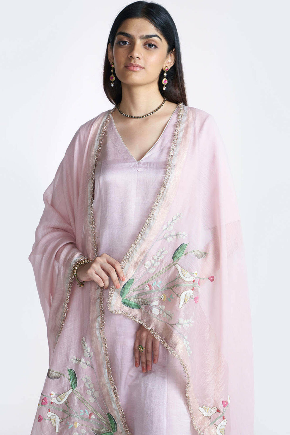 Blush Koniya Applique Dupatta – Anavila