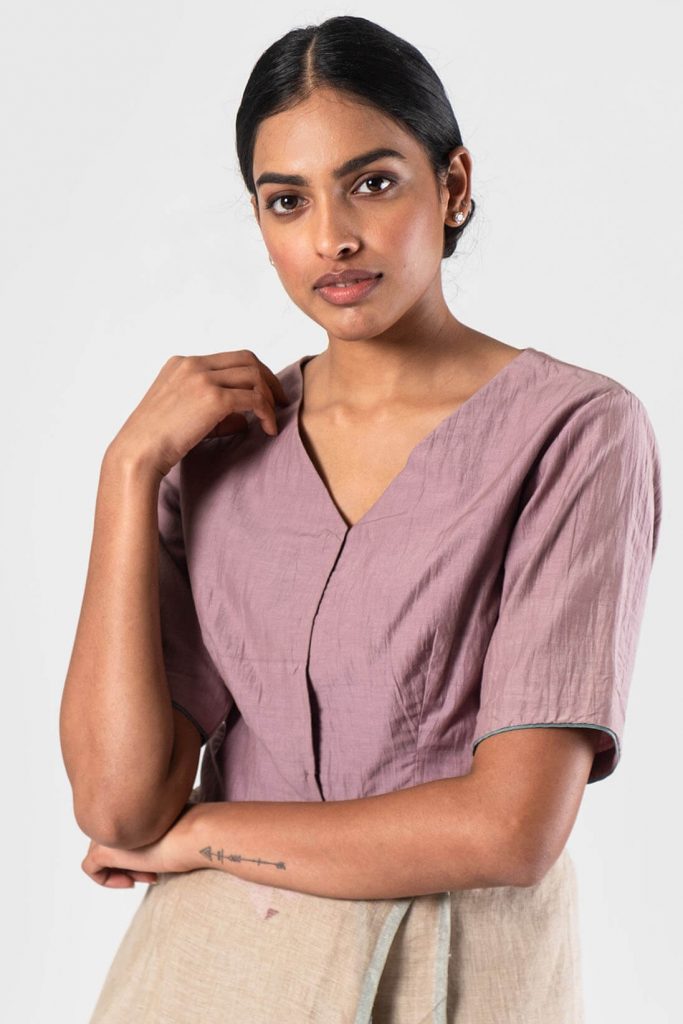 Lavender Festive floral khatwa blouse – Anavila