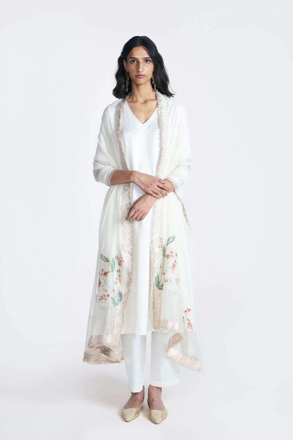 Ivory Koniya Applique Dupatta – Anavila