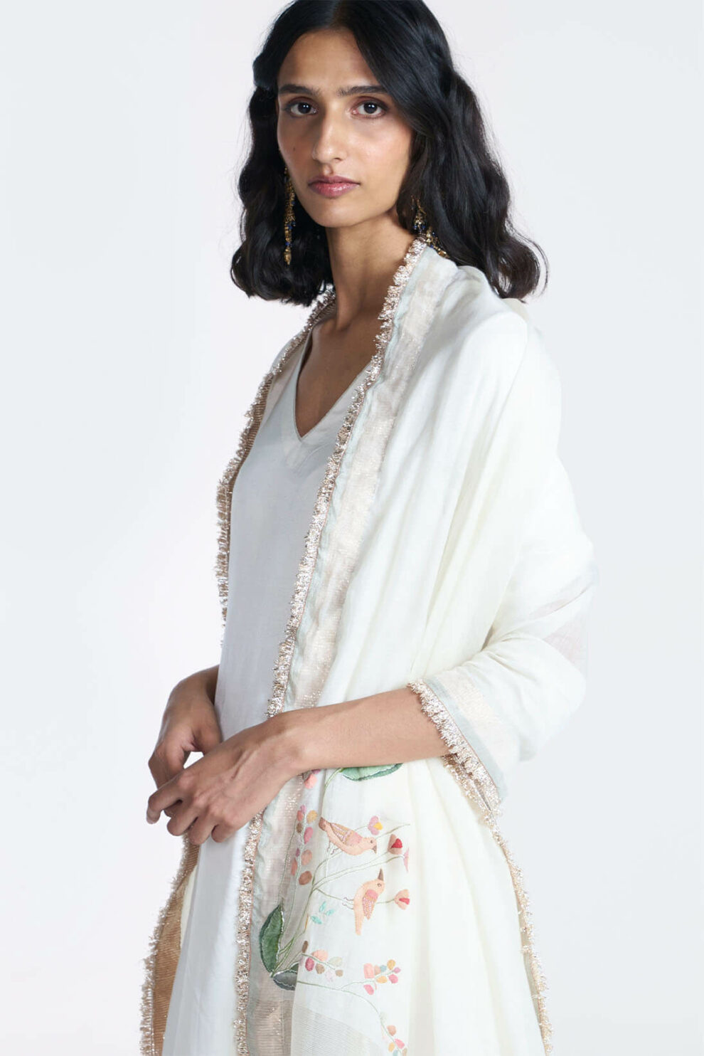 Ivory Koniya Applique Dupatta – Anavila