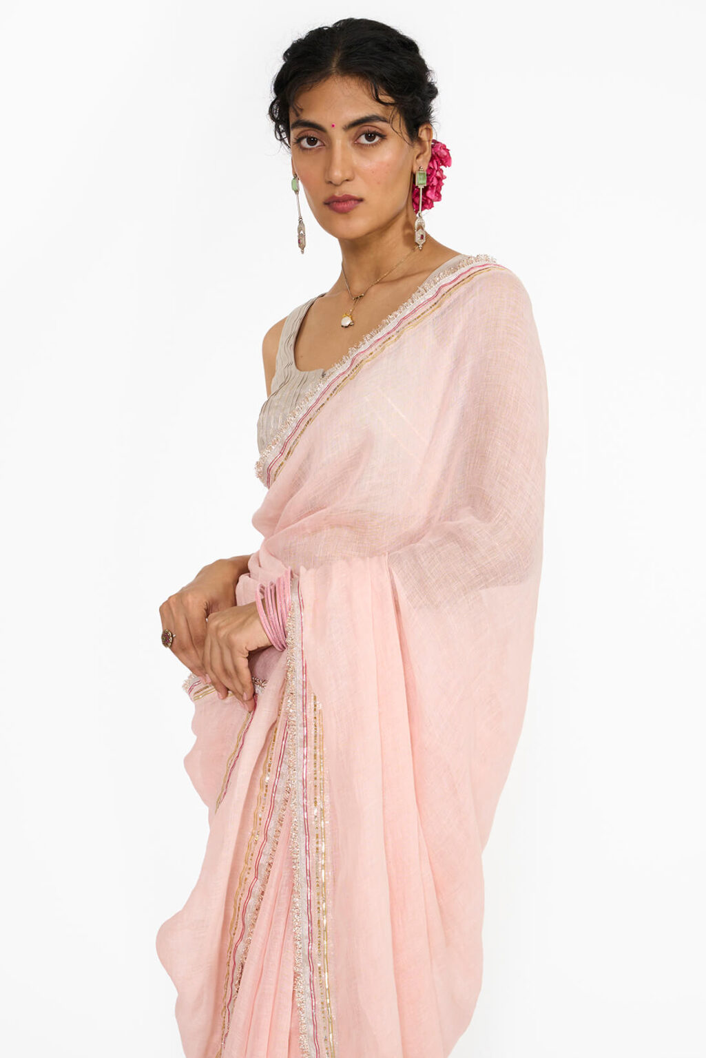 Rose Quartz Gota Kinari Sari – Anavila