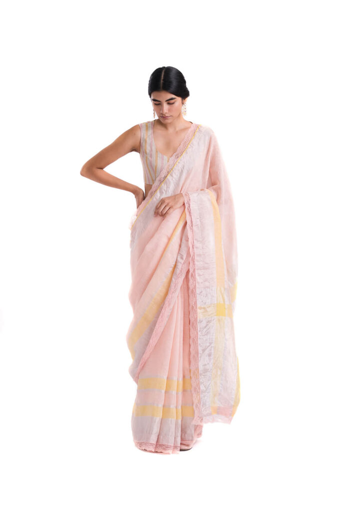 Sehar Peach Sari – Anavila