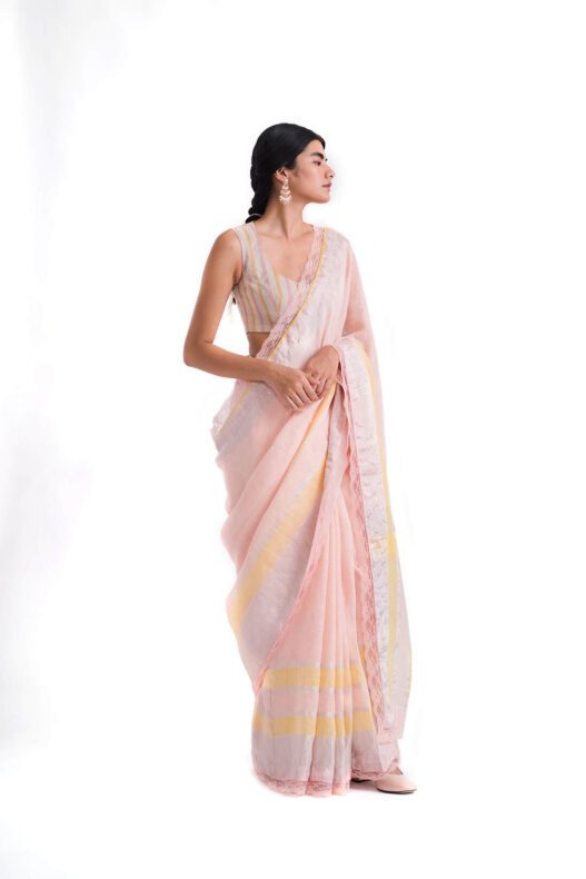 Sehar Peach Sari – Anavila