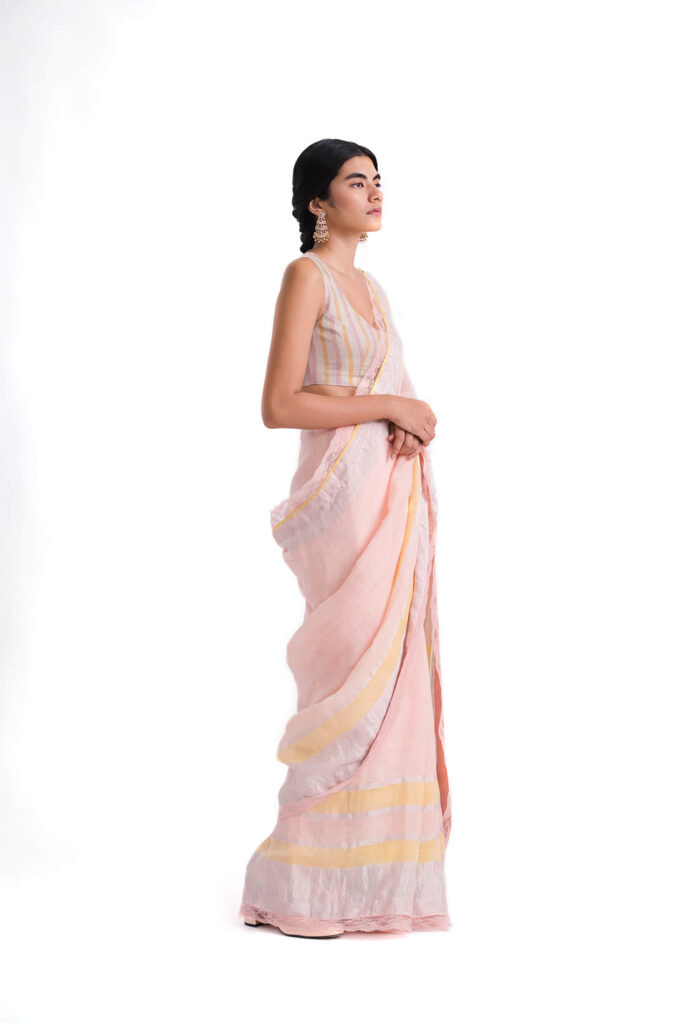 Sehar Peach Sari – Anavila