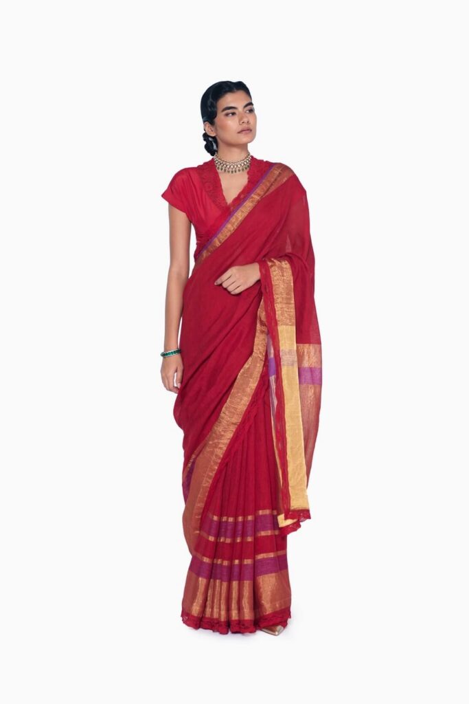 Sehar Red Sari – Anavila