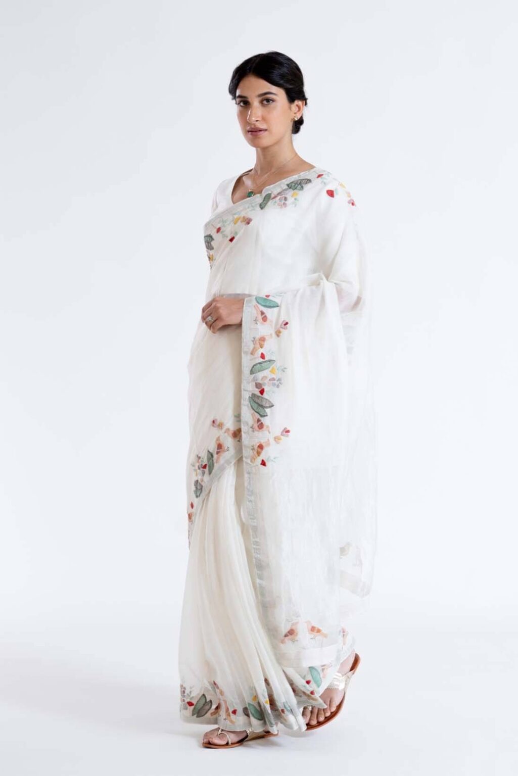 Vann Applique Khadi Silk Sari – Anavila